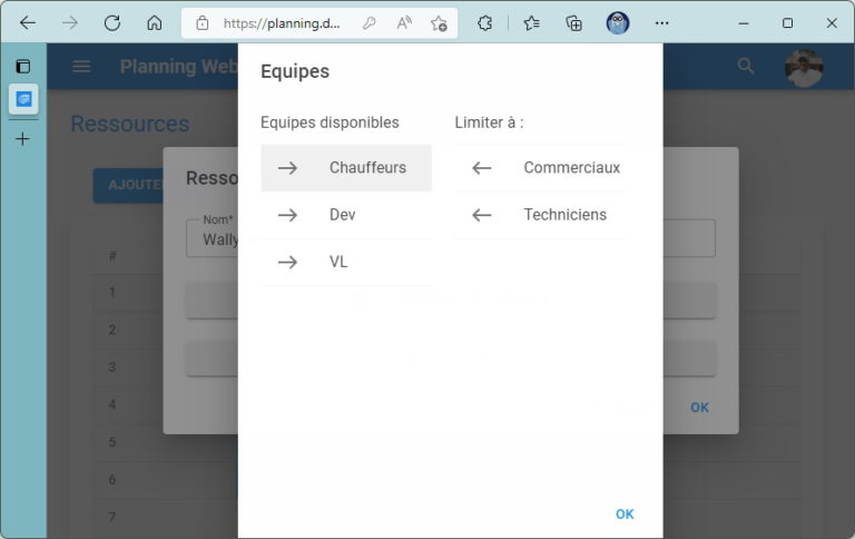 affecter-equipe-ressource-planning - Planning SodeaSoft